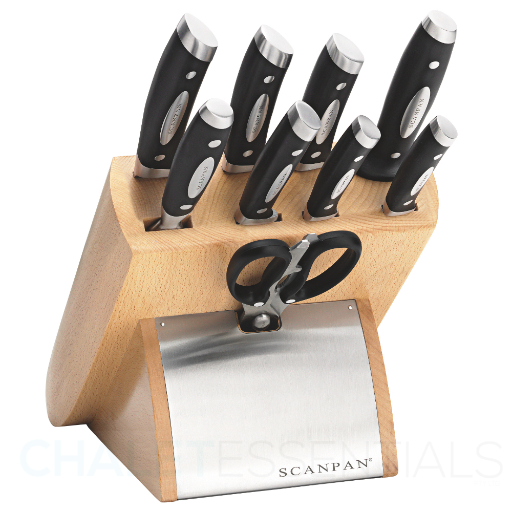 NEW Scanpan Classic Euro 10 Piece Cutlery Kitchen Knife Block Set 18173