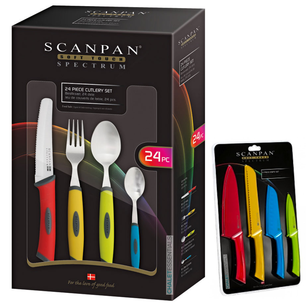 NEW SCANPAN SPECTRUM SOFT TOUCH CUTLERY 24 PIECE 24PC COLOUR + 4PC ...